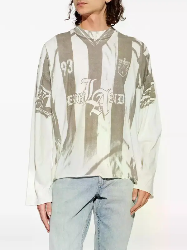 REPRESENT Striped Logo-print Long-sleeved T-shirt - White