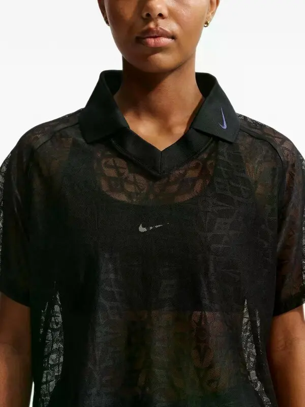 Nike Lace Patterned Logo Detail Top - Black