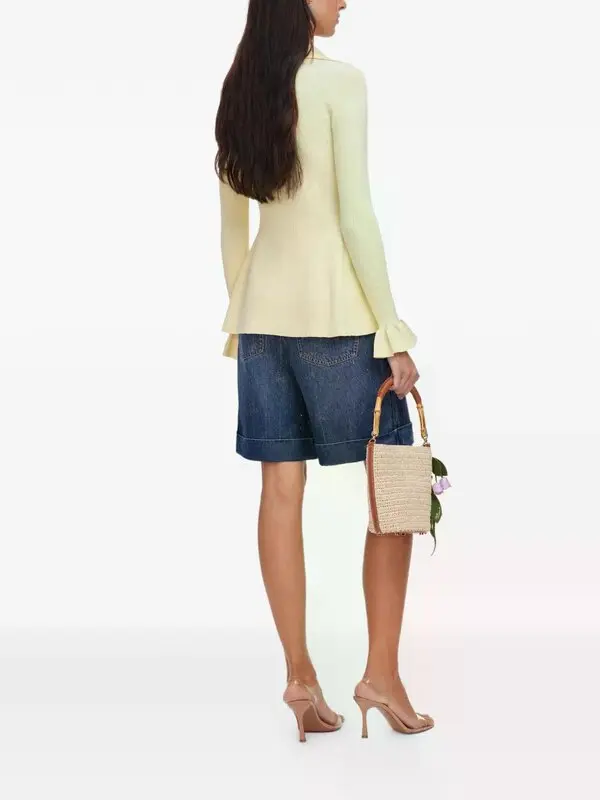 SELF-PORTRAIT Pearl-embellished Ribbed Shirt