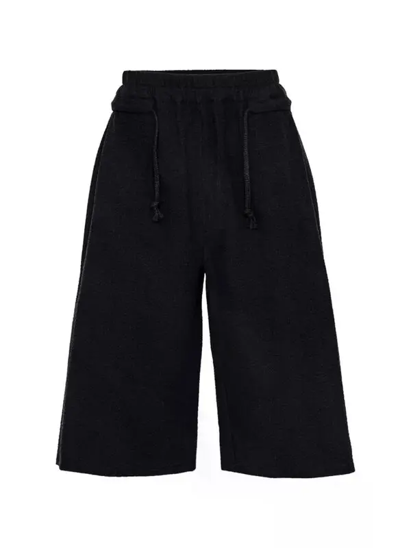 HOUSE OF THE VERY ISLANDS Seersucker Wide-leg Shorts - Black