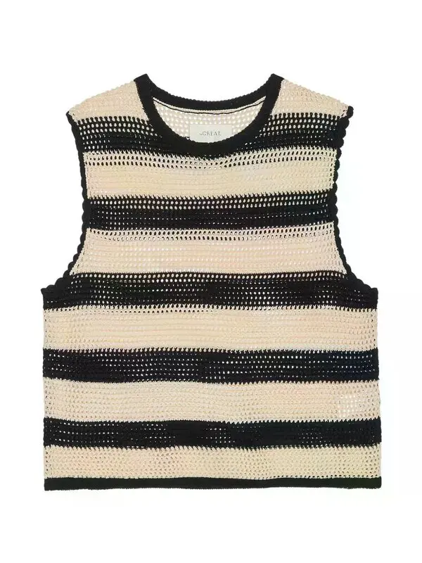 The Great. Striped Crochet Sweater