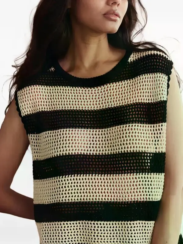 The Great. Striped Crochet Sweater