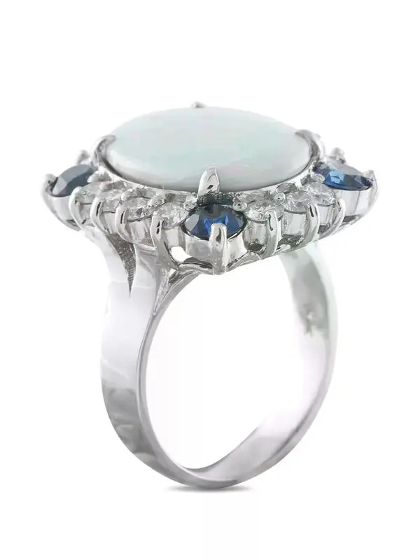 LB EXCLUSIVE Opal And Diamond Ring In 14k White Gold