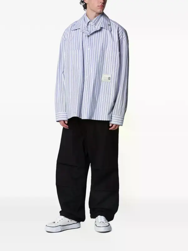 Mihara Yasuhiro Striped Double-collar Shirt - Blue