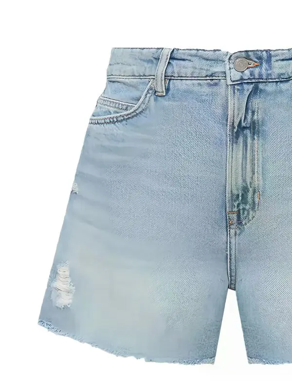 BOSS Distressed Frayed-hem Denim Shorts - Blue