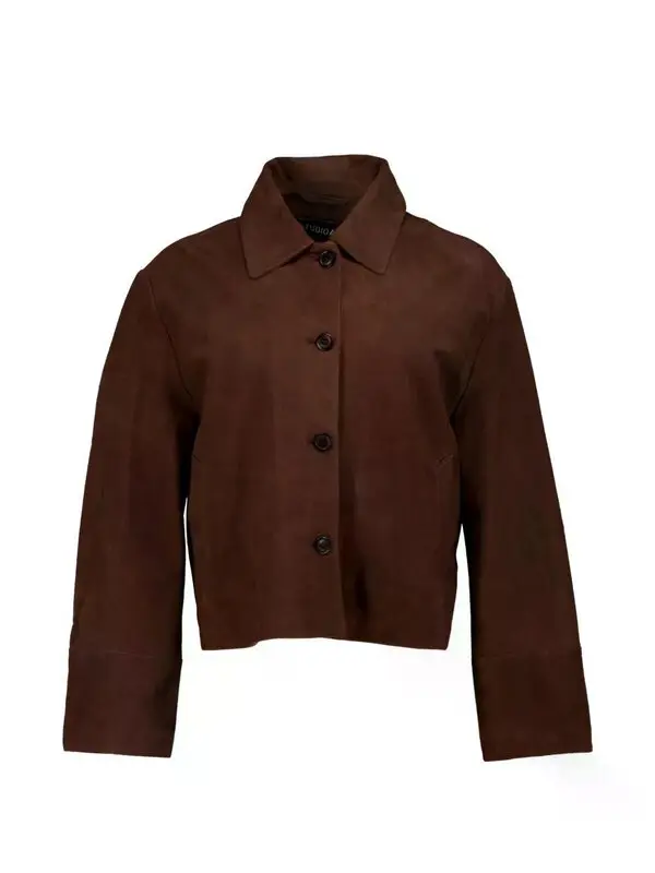 STUDIO AR Suede Button-up Jacket - Brown