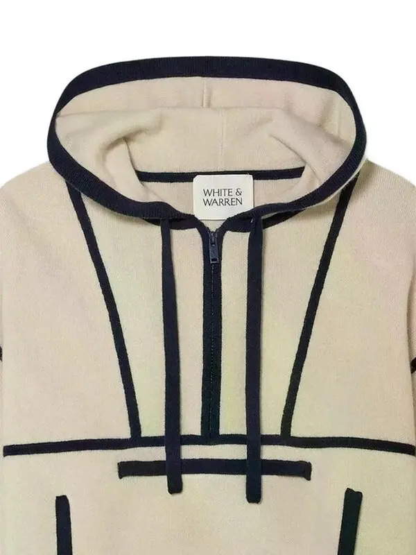WHITE & WARREN Half-zip Panelled Hoodie