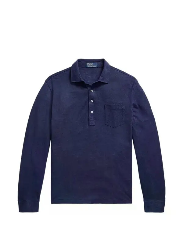 Polo Ralph Lauren Long-sleeve Linen Polo Shirt - Blue