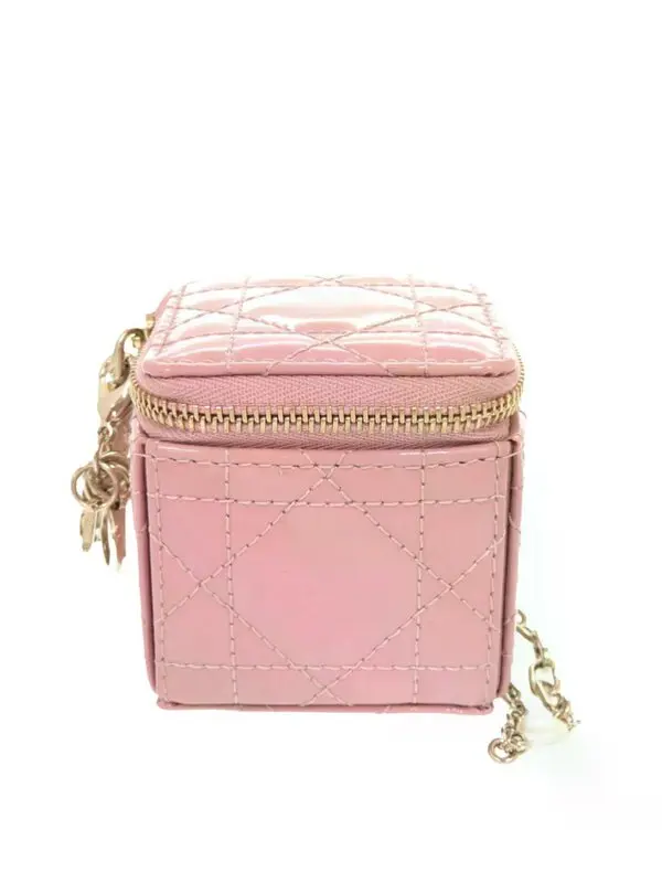 Dior Micro Patent Cannage Lady Cube Pouch - Pink