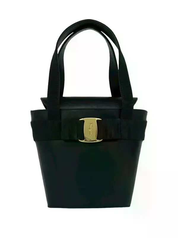 FERRAGAMO Vara Bow Top Handle Bucket Bag - Brown
