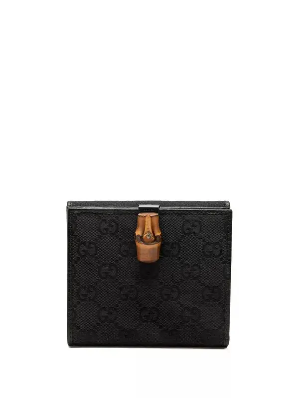 Gucci 2000-2015 Gg Canvas And Leather Bamboo Compact Wallet Small Wallets