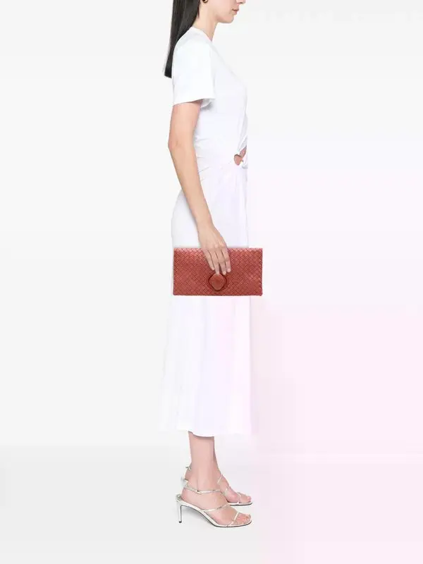 Bottega Veneta Nappa Intrecciato Turn Lock Clutch Bag - Red