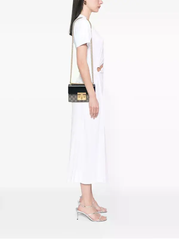 Gucci Gg Supreme Padlock Crossbody Bag - Black