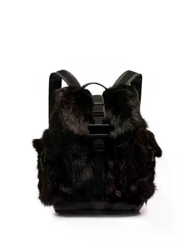 Givenchy 2014 Leather And Fur Obsedia Backpack - Black