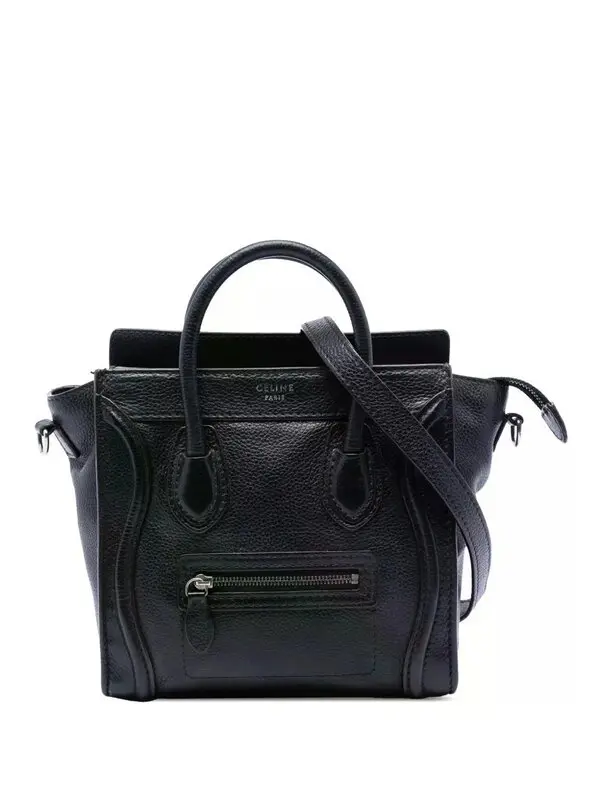 Celine Leather Luggage Tote Satchel - Black