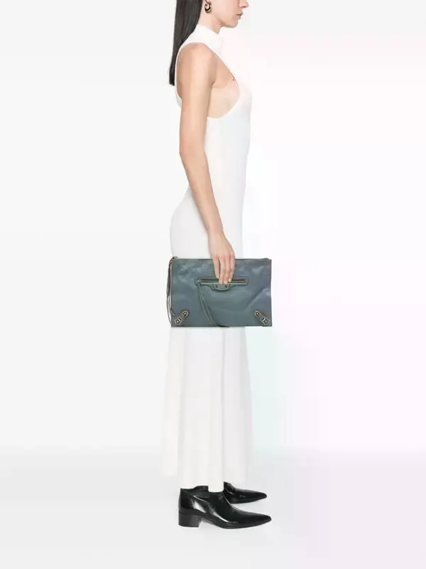 Balenciaga Goatskin Metallic Edge Clutch - Grey