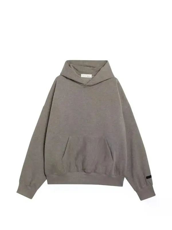 Fear Of God Logo Print Drop Shoulder Hoodie - Grey