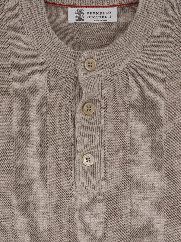 Brunello Cucinelli Linen And Cotton Blend Short Sleeve Sweater - Beige
