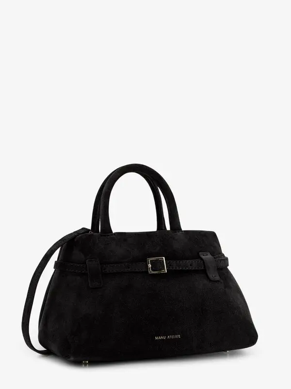 Manu Atelier Le Cambon 25 Suede Top Handle Bag - Black