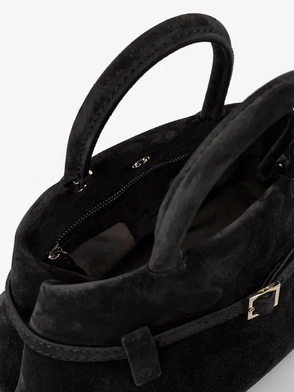 Manu Atelier Le Cambon 25 Suede Top Handle Bag - Black