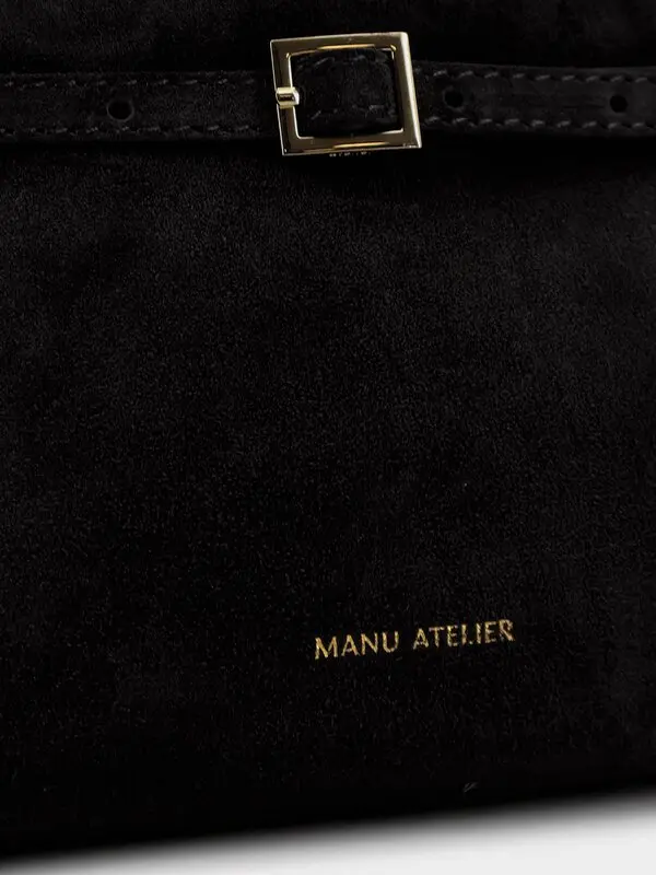 Manu Atelier Le Cambon 25 Suede Top Handle Bag - Black