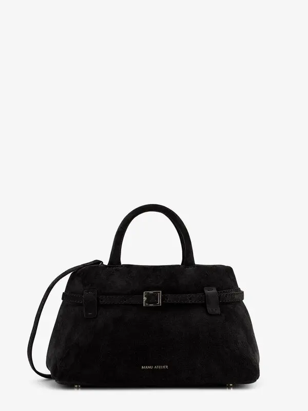 Manu Atelier Le Cambon 25 Suede Top Handle Bag - Black