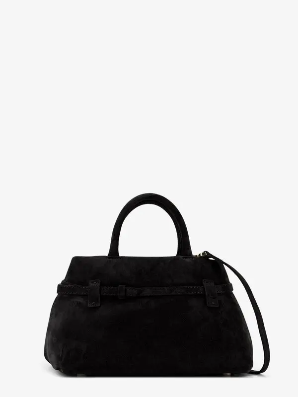 Manu Atelier Le Cambon 25 Suede Top Handle Bag - Black