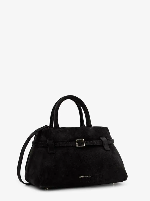 Manu Atelier Le Cambon 25 Suede Top Handle Bag - Black