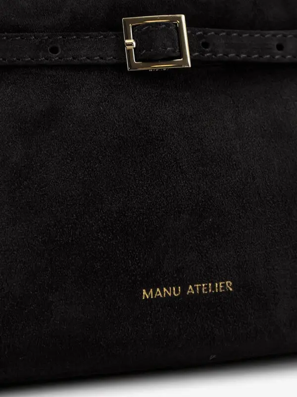 Manu Atelier Le Cambon 25 Suede Top Handle Bag - Black