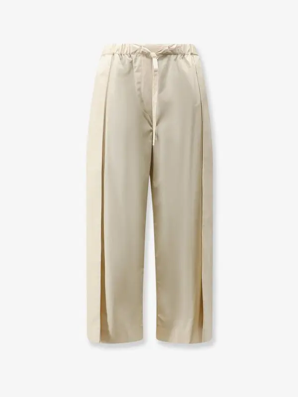 Loewe Wide Leg Trousers With Anagram Embroidery - Beige