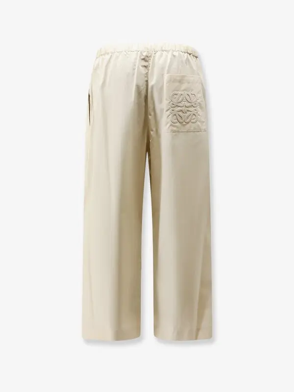 Loewe Wide Leg Trousers With Anagram Embroidery - Beige