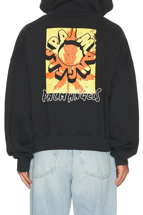 Palm Angels Palm Leaf Zipped Hoodie - Black & Multicolor