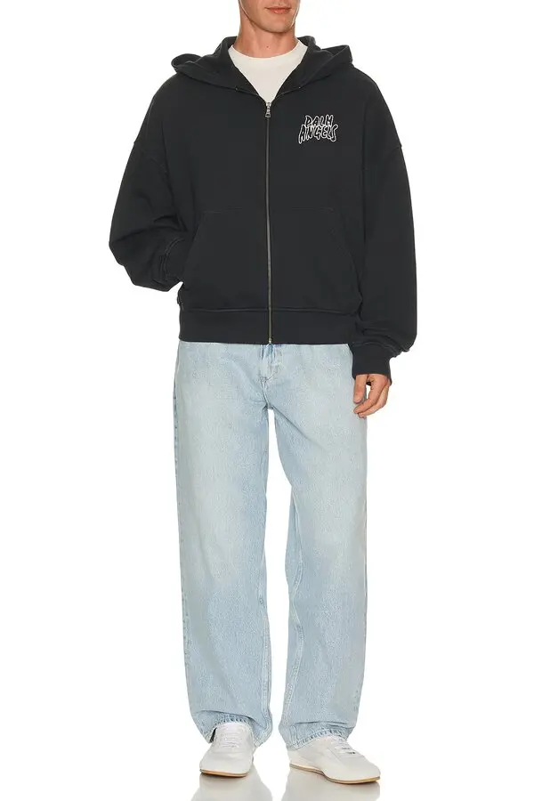 Palm Angels Palm Leaf Zipped Hoodie - Black & Multicolor