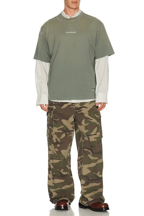Acne Studios Exford Stamp Mending Tee In Grey