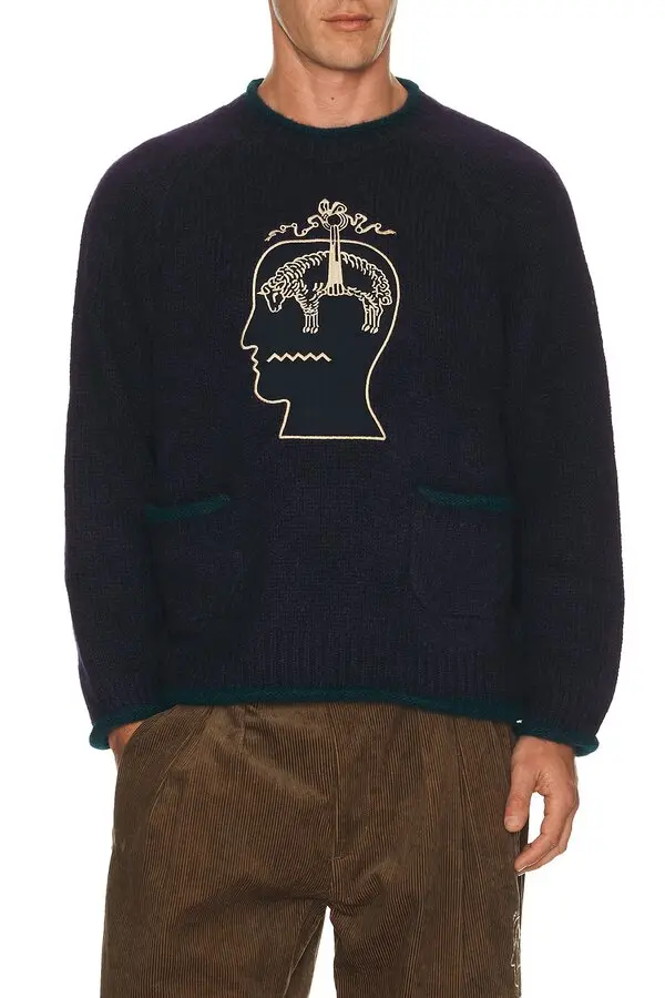 BRAIN DEAD Brooks Brothers California Rolled Neck Sweater - Navy