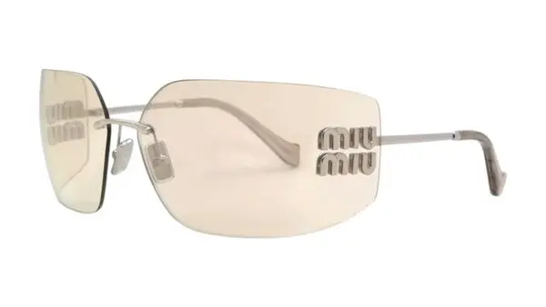 Miu Miu Square Frameless Logo Sunglasses - Silver