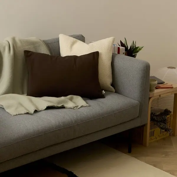 FERM LIVING Rectangular Cushion With Feather & Down Filling - Dark Chocolate