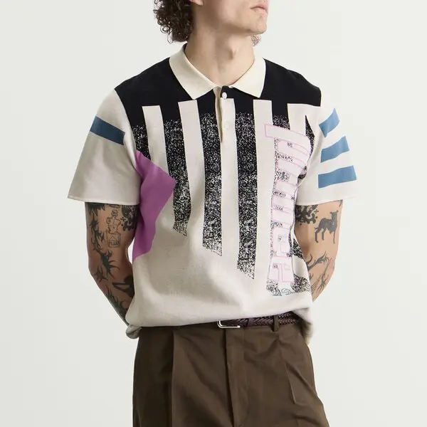 LES DEUX Prince Intarsia Knitted Polo