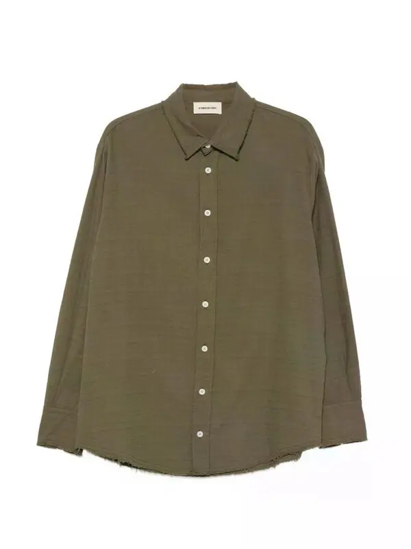 ATOMO FACTORY Embroidered Raw-edge Shirt - Green
