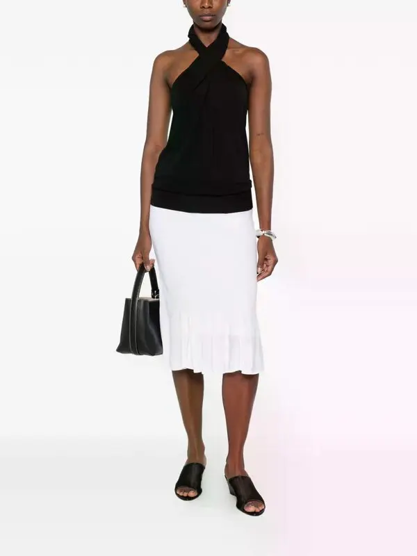 TOTEME Fluted Hem Knitted Midi Skirt - White