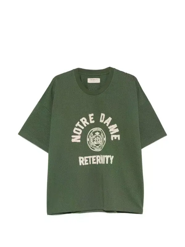 RETERNITY Notre Dame Logo-print Mesh T-shirt