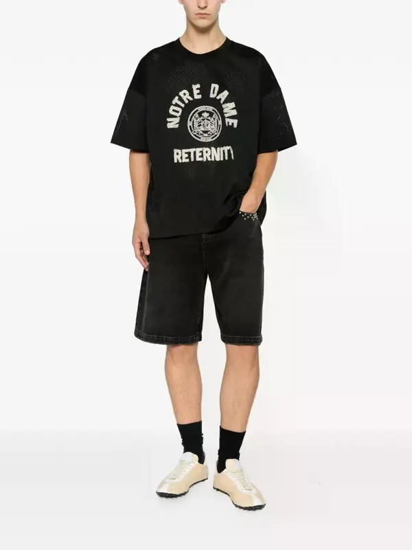 RETERNITY Notre Dame Logo-print Mesh T-shirt