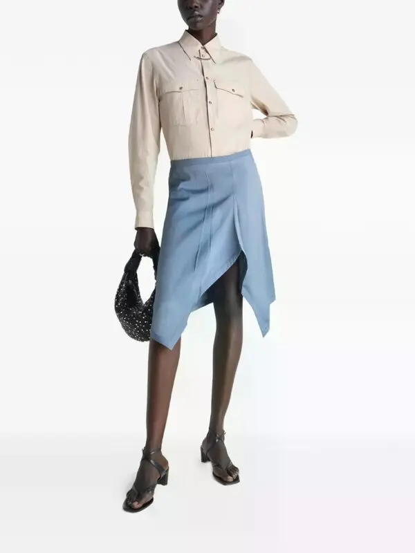 LEMAIRE Pleated Foulard Mini Skirt - Blue