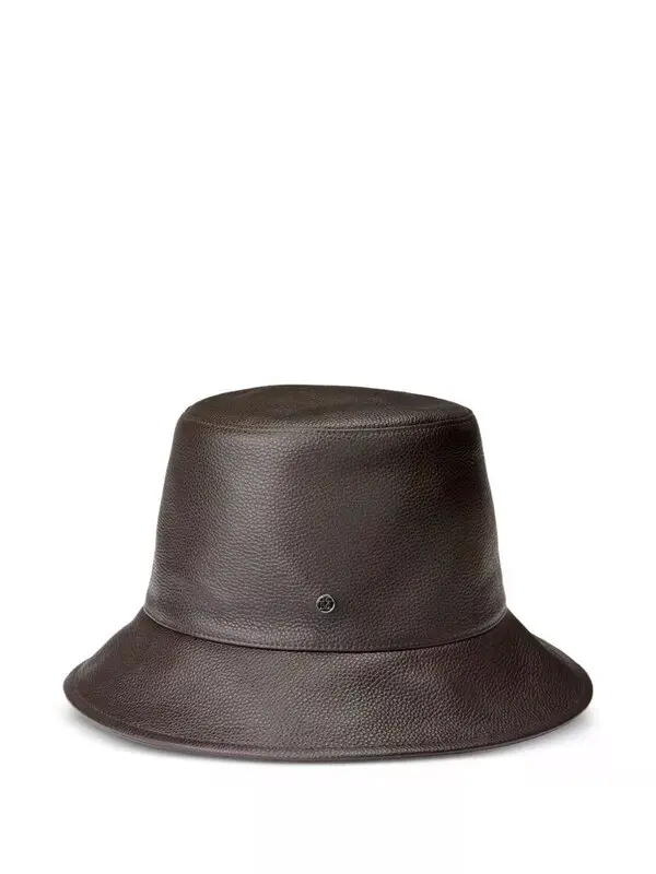 MAISON MICHEL Fredo Grained-leather Bucket Hat - Brown