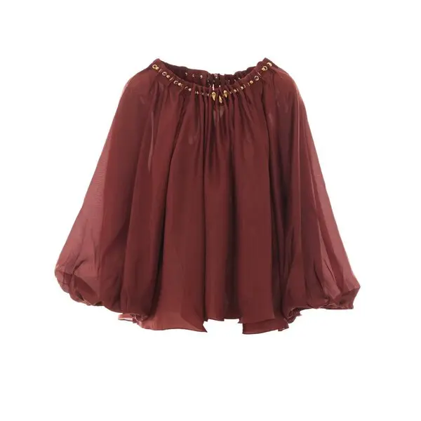 Zimmermann Aster Curled Blouse With Beads - Red