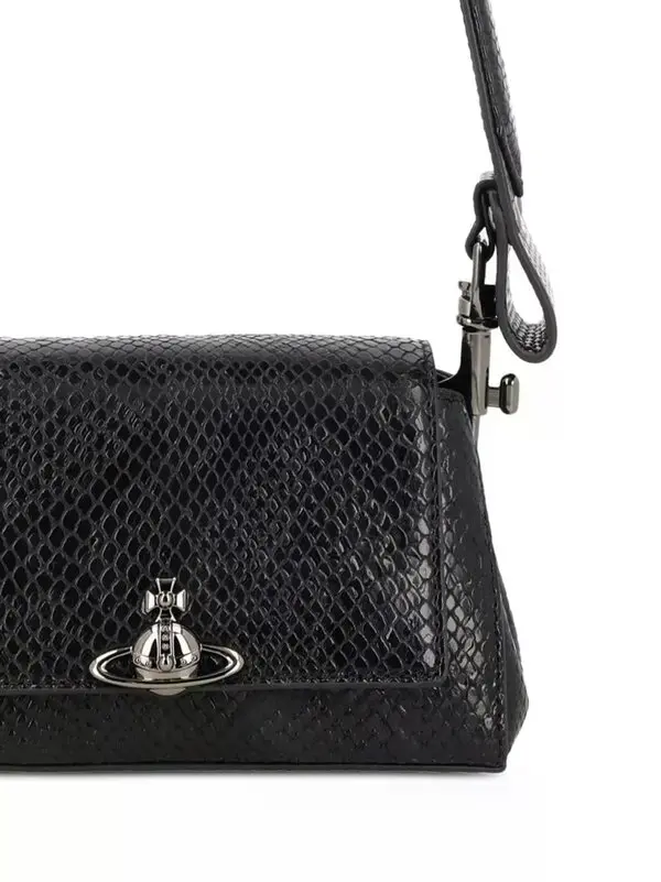 VIVIENNE WESTWOOD Snakeskin-effect Orb Shoulder Bag - Black