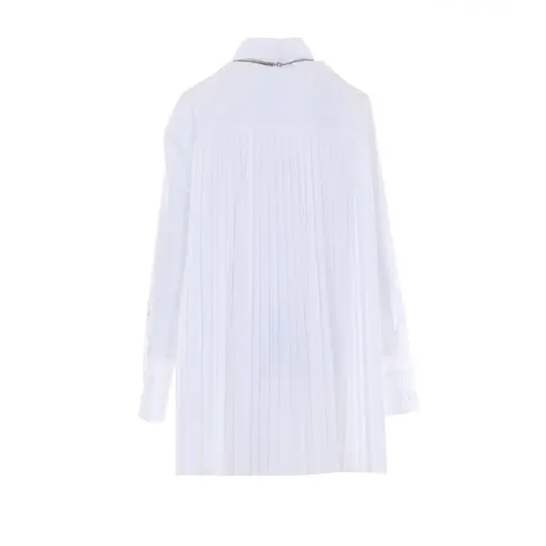 Sportmax Cotton Blend Long Sleeve Shirt With Necklace Detail