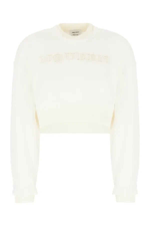 Alexander McQueen Cropped Sweatshirt With Embroidered Logo - Multicolor