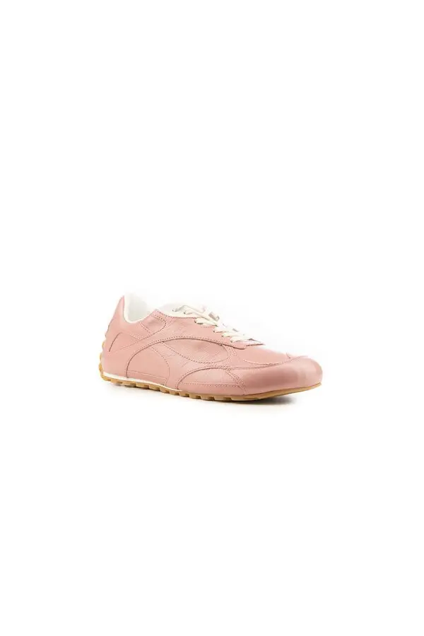 Bottega Veneta Pink Leather Lace-up Sneakers - Multicolor