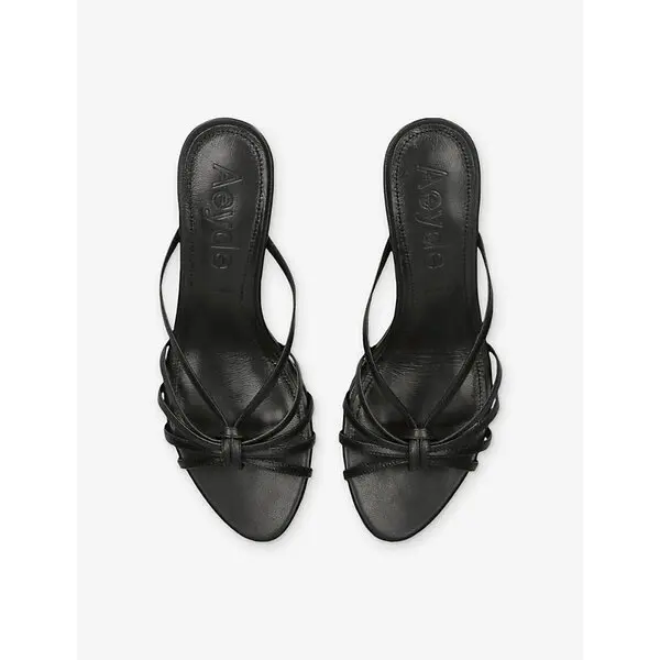 AeydĒ Abby Leather Heeled Mules - Black